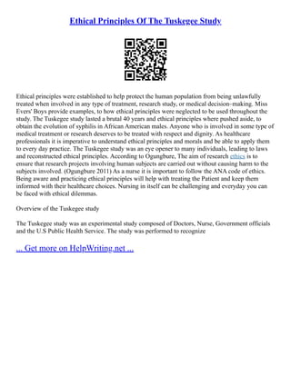 Ethical Principles Of The Tuskegee Study | PDF