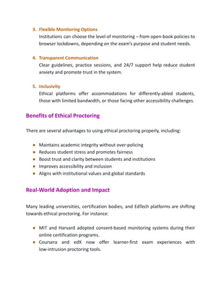Ethical Proctoring: Managing Exam Integrity and Student Wellbeing | PDF