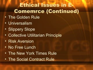Ethical, Social And Political Issues Raised By E Commerce | PPT