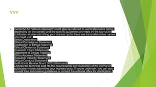 Ethical statement of paper publication in journals | PPT