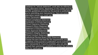 Ethical statement of paper publication in journals | PPT