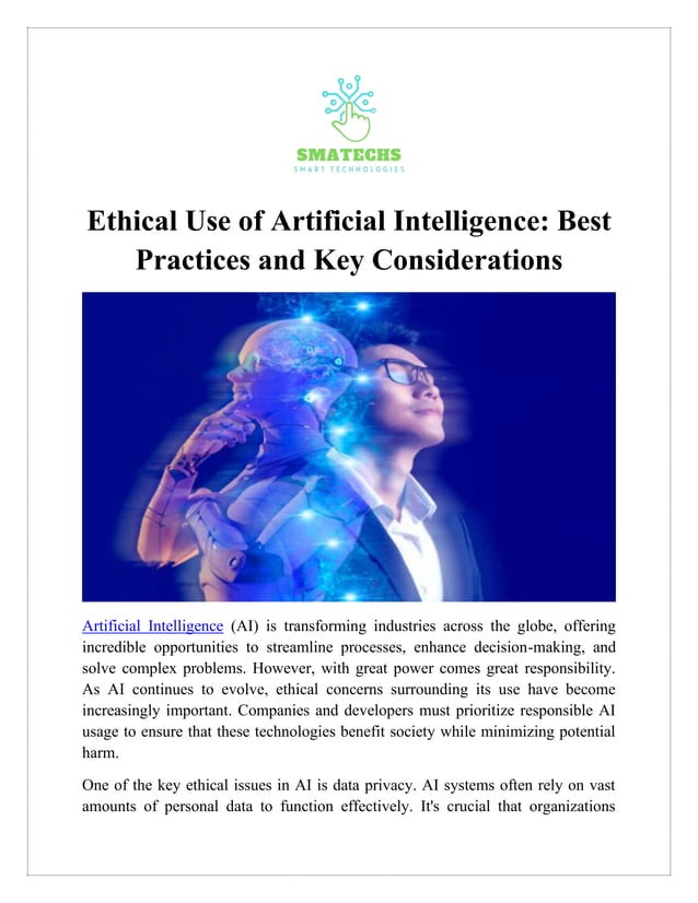 Ethical Use of Artificial Intelligence Best Practices and Key Considerations.pdf | Technology ...