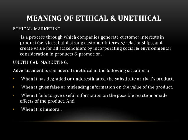 Ethical vs non ethical marketing | PPTX