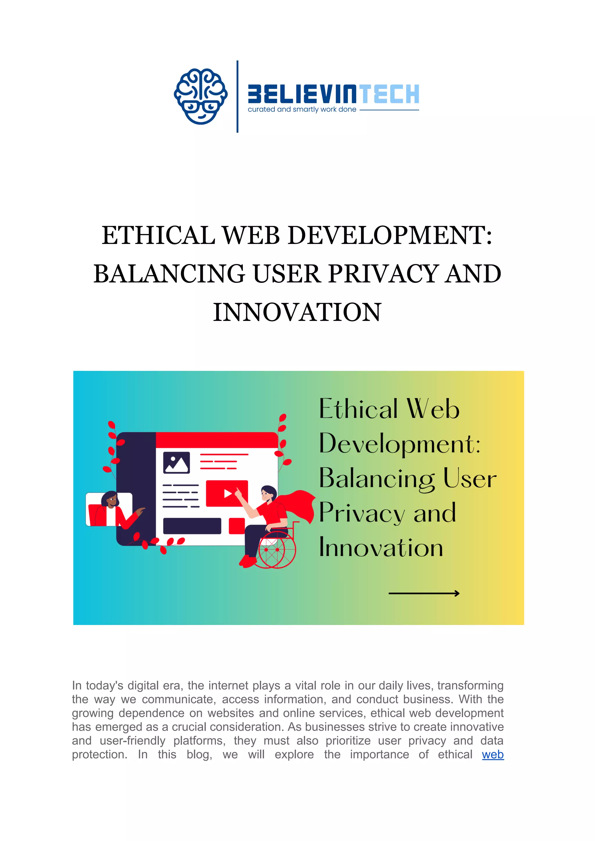 ETHICAL WEB DEVELOPMENT: BALANCING USER PRIVACY AND INNOVATION | PDF