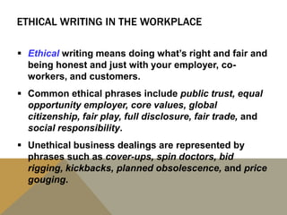 Ethical Writing in the Workplace | PPT