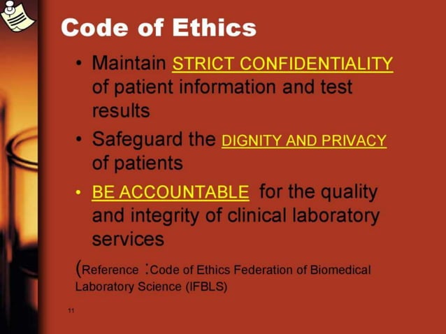 Laboratory Ethics | PPTX | Blood Disorders | Diseases and Conditions
