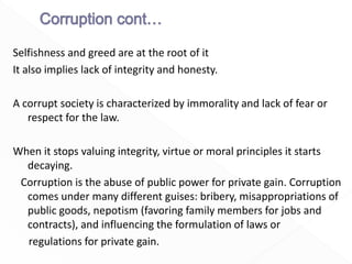 Corruptions, causes, forms, Corruption in India | PPTX | Debated ...