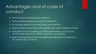 Implementation of Corporate Code & Corporate Moral Excellence | PPTX