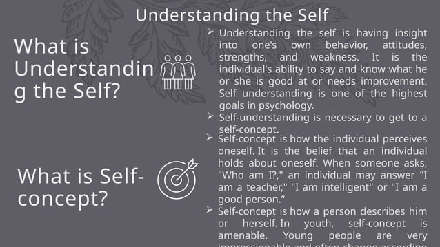 FORMATION AND TRANSFORMATION OF SELF (UNDERSTANDING THE SELF) | PPTX