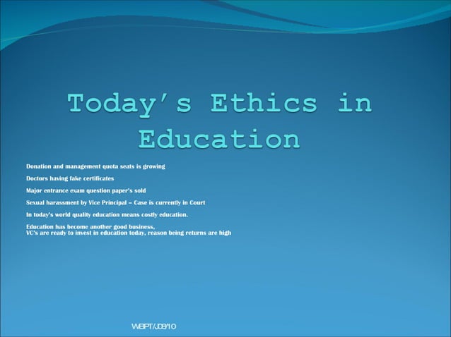 Ethics In Education Shankara Narayanan | PPT