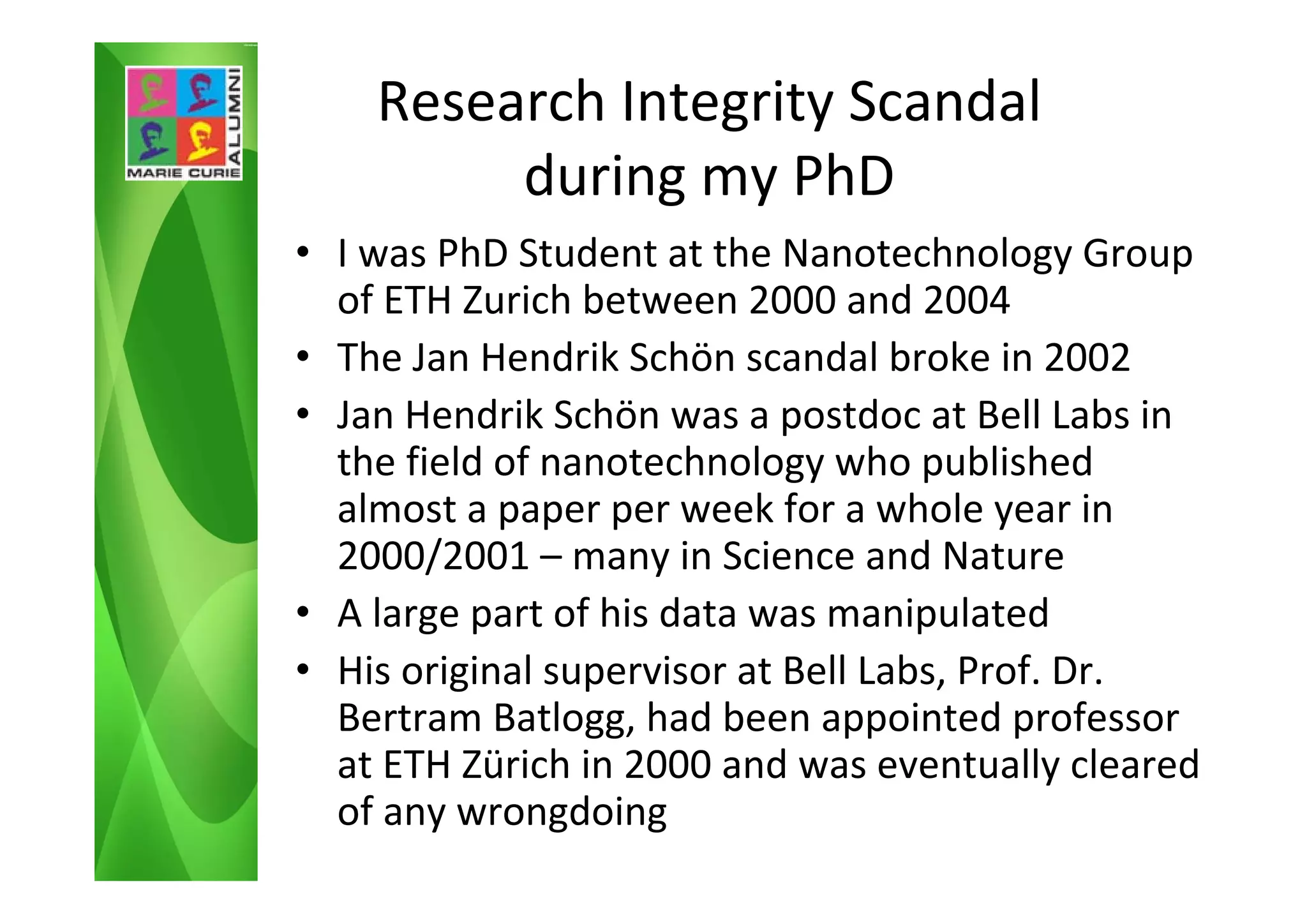 Ethics, Transparency, Research Integrity, Misconduct: Where Do Marie ...