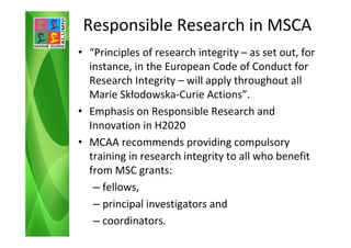 Ethics, Transparency, Research Integrity, Misconduct: Where Do Marie ...