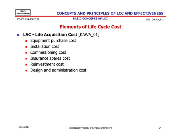 Concepts and Principles of Life Cycle Cost (LCC) and Effectiveness | PPT
