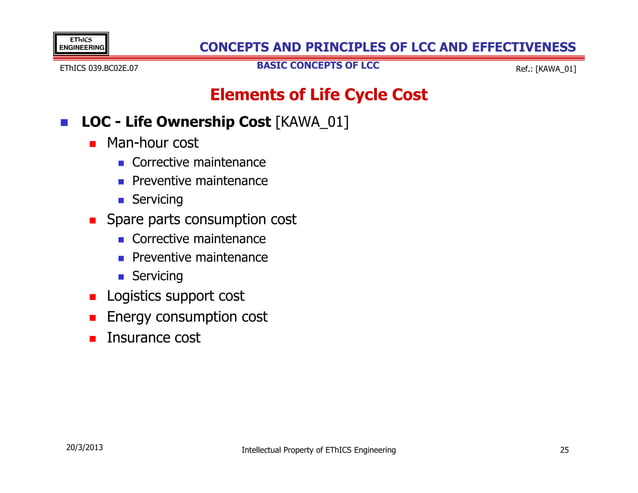 Concepts and Principles of Life Cycle Cost (LCC) and Effectiveness | PPT