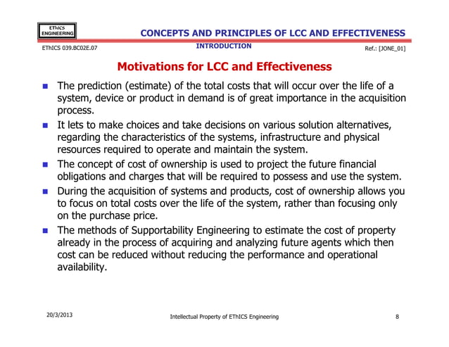 Concepts and Principles of Life Cycle Cost (LCC) and Effectiveness | PPT