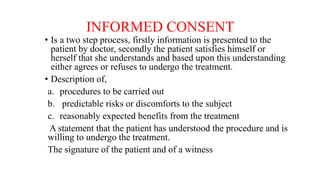 Ethics in Dentistry, 4TH year BDS lecture | PPTX