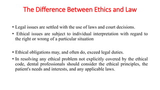 Ethics in Dentistry, 4TH year BDS lecture | PPTX