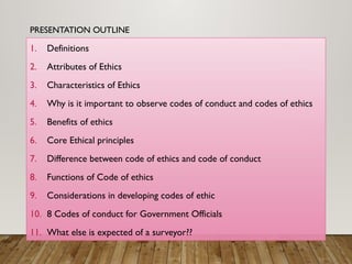 Ethics and Codes of Conduct here it is concerned about ethical roles | PPTX