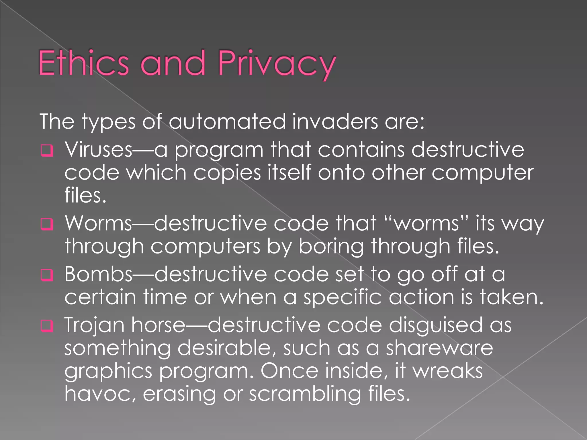 Ethics and privacy ppt 3rd period | PPTX