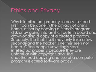Ethics and privacy ppt 3rd period | PPTX