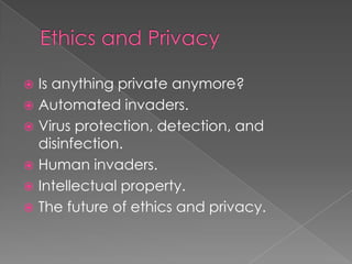 Ethics and privacy ppt 3rd period | PPTX