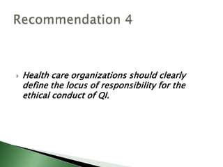 Ethics and quality improvement | PPTX