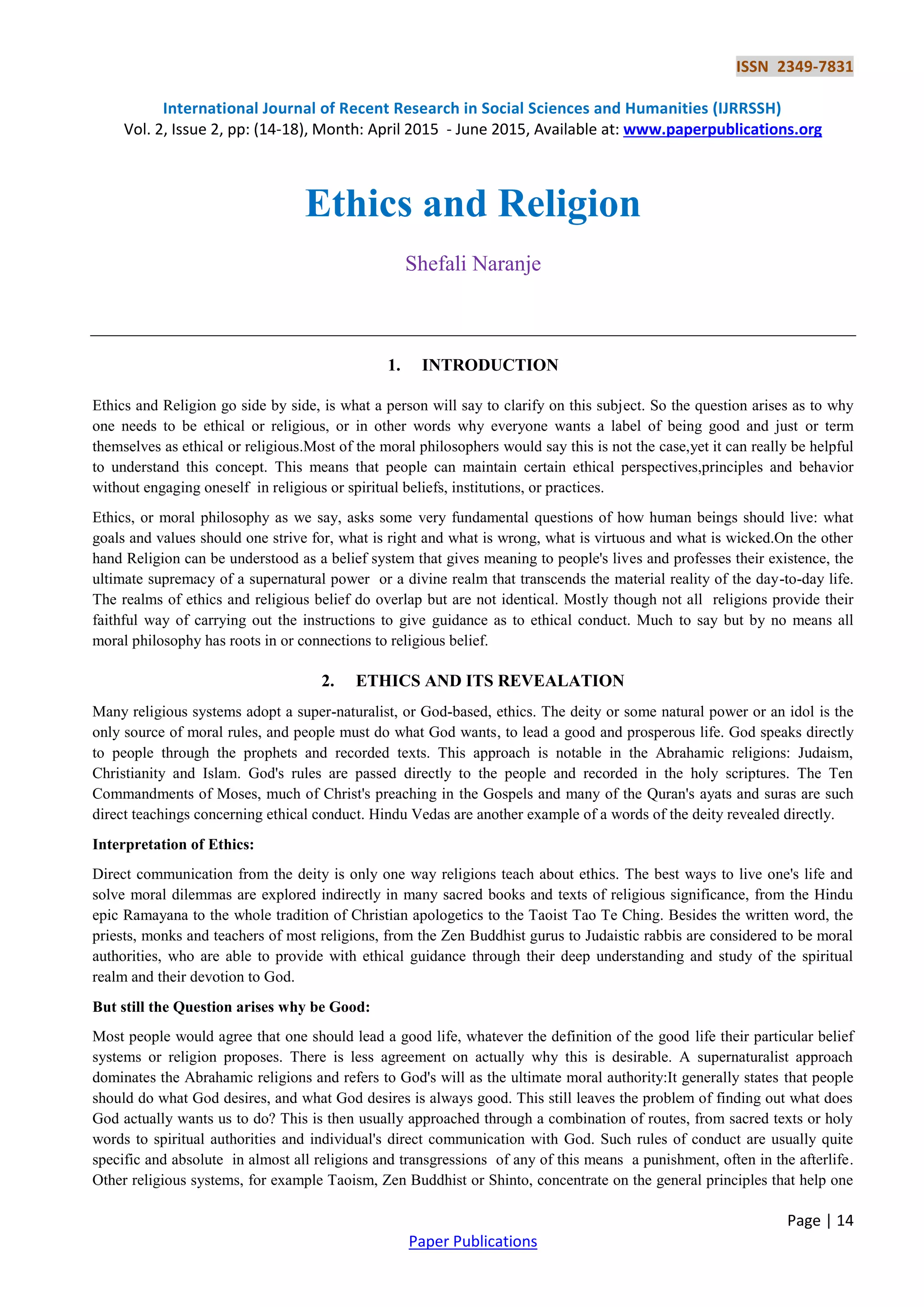 Ethics and Religion | PDF