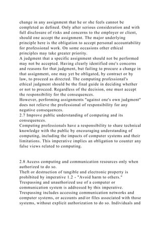 Ethics and TechnologyACM Code of Ethics Project Guidelines.docx | Law