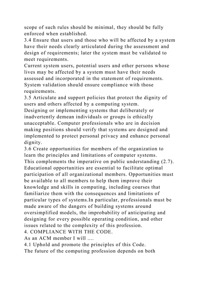 Ethics and TechnologyACM Code of Ethics Project Guidelines.docx | Law