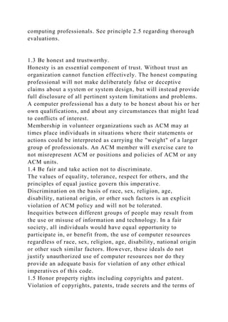 Ethics and TechnologyACM Code of Ethics Project Guidelines.docx | Law