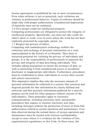 Ethics and TechnologyACM Code of Ethics Project Guidelines.docx | Law