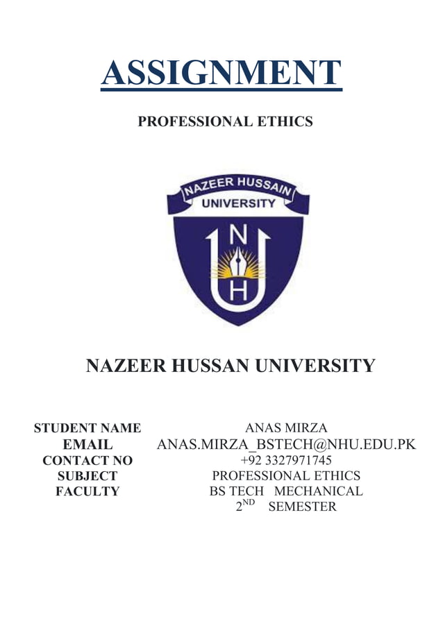 Ethics assignment 2 nd semester anas mirza | PDF