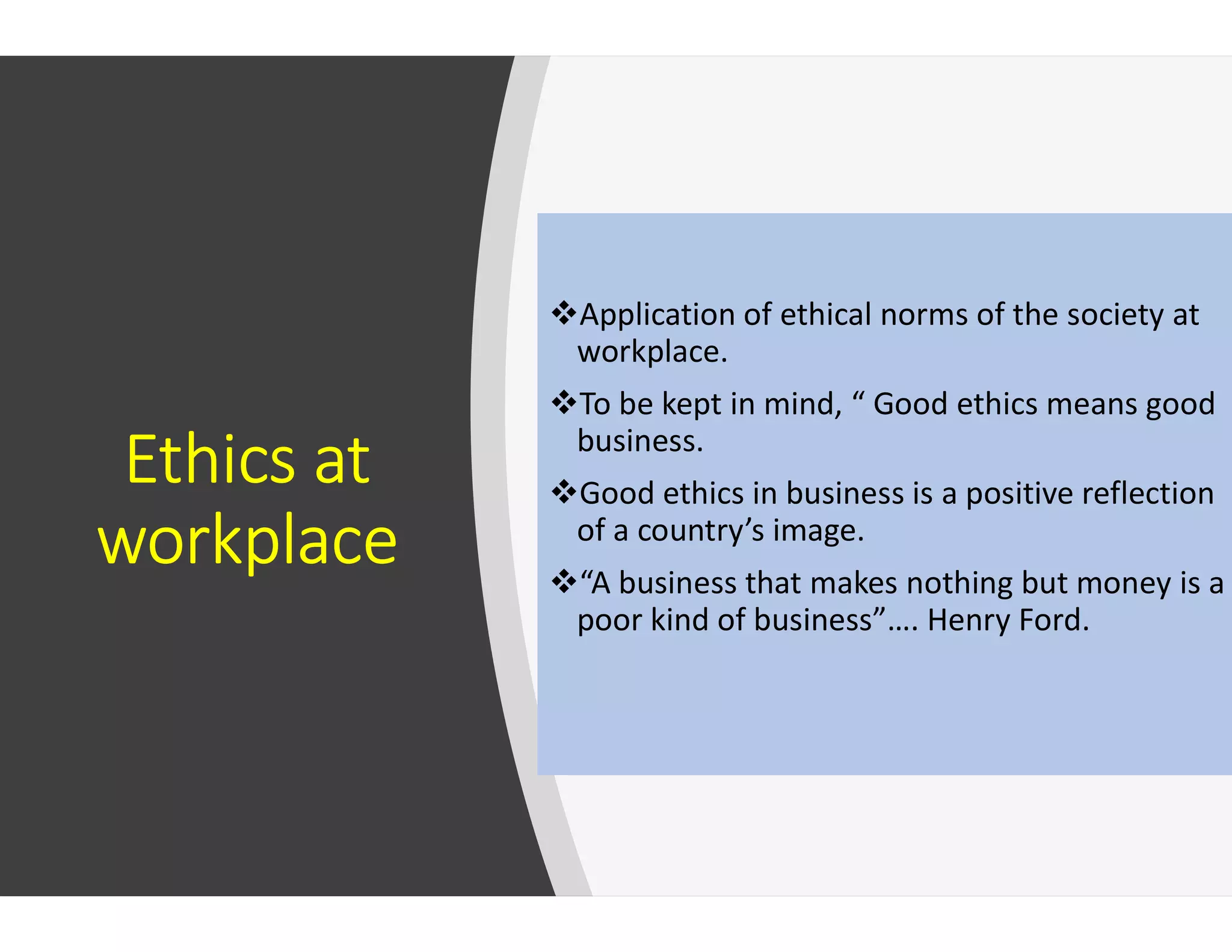 Ethics at workplace | PDF