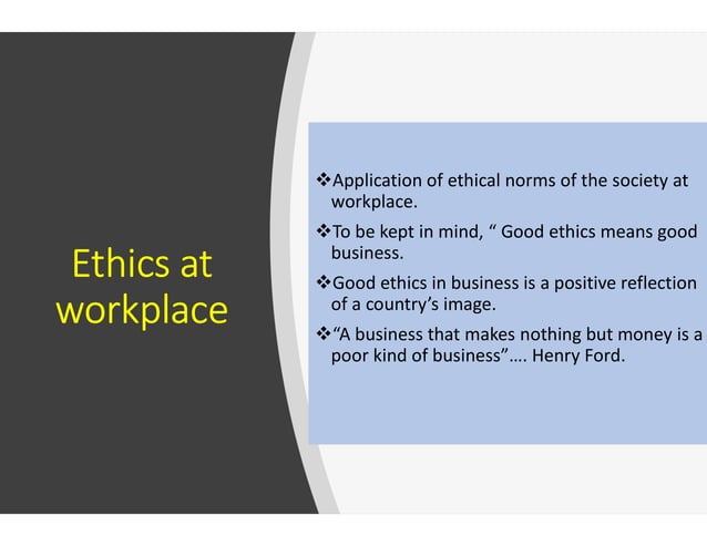 Ethics at workplace | PDF