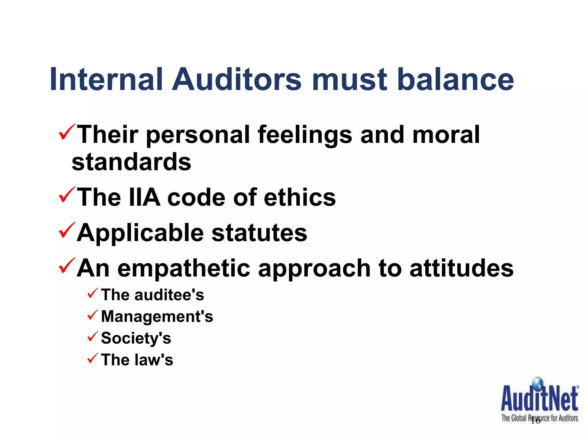 Ethics for Internal Auditors | PPTX