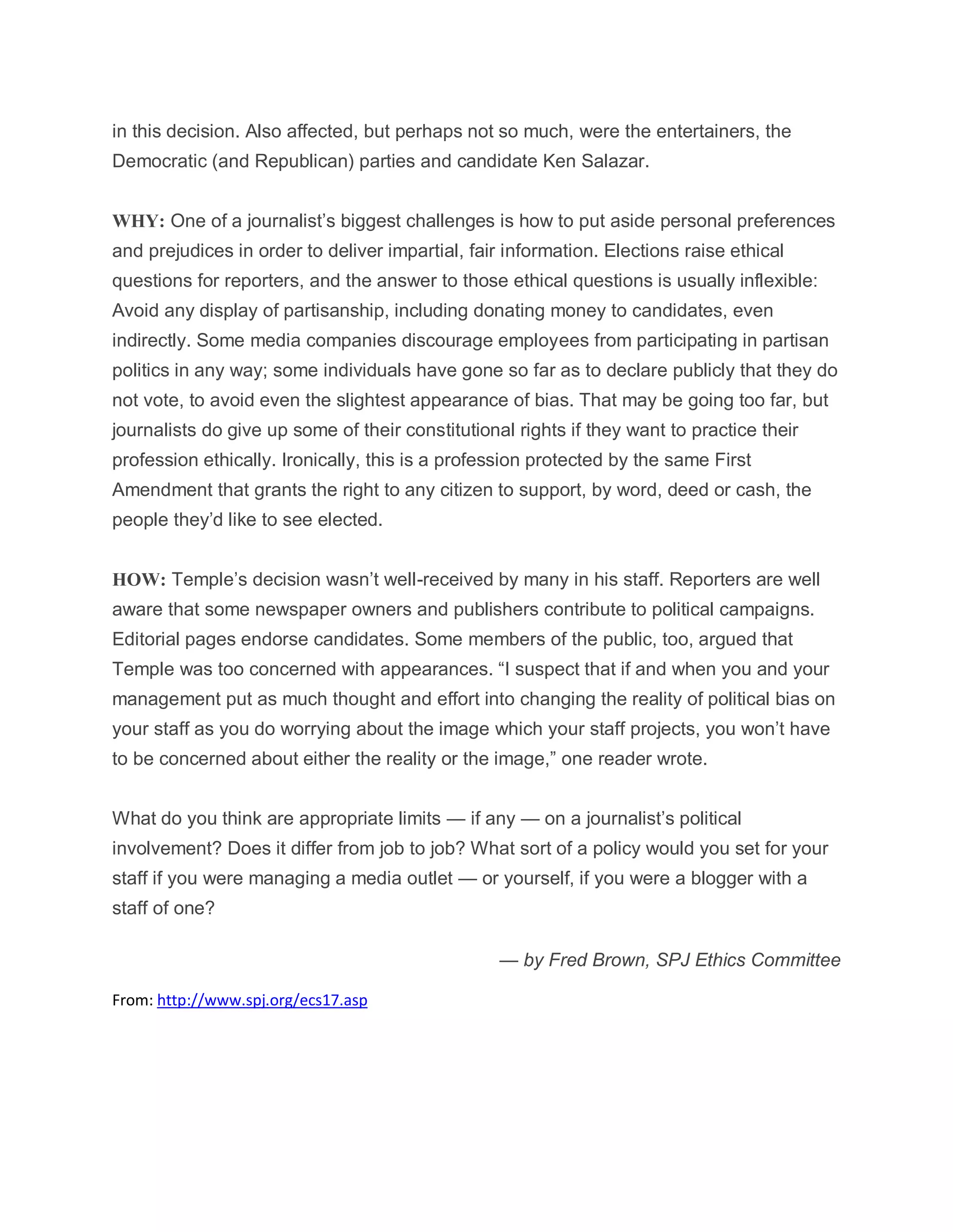 Ethics Case Study - Controversy over a Concert - from SPJ.org - JNL-2105 - Professor Linda ...