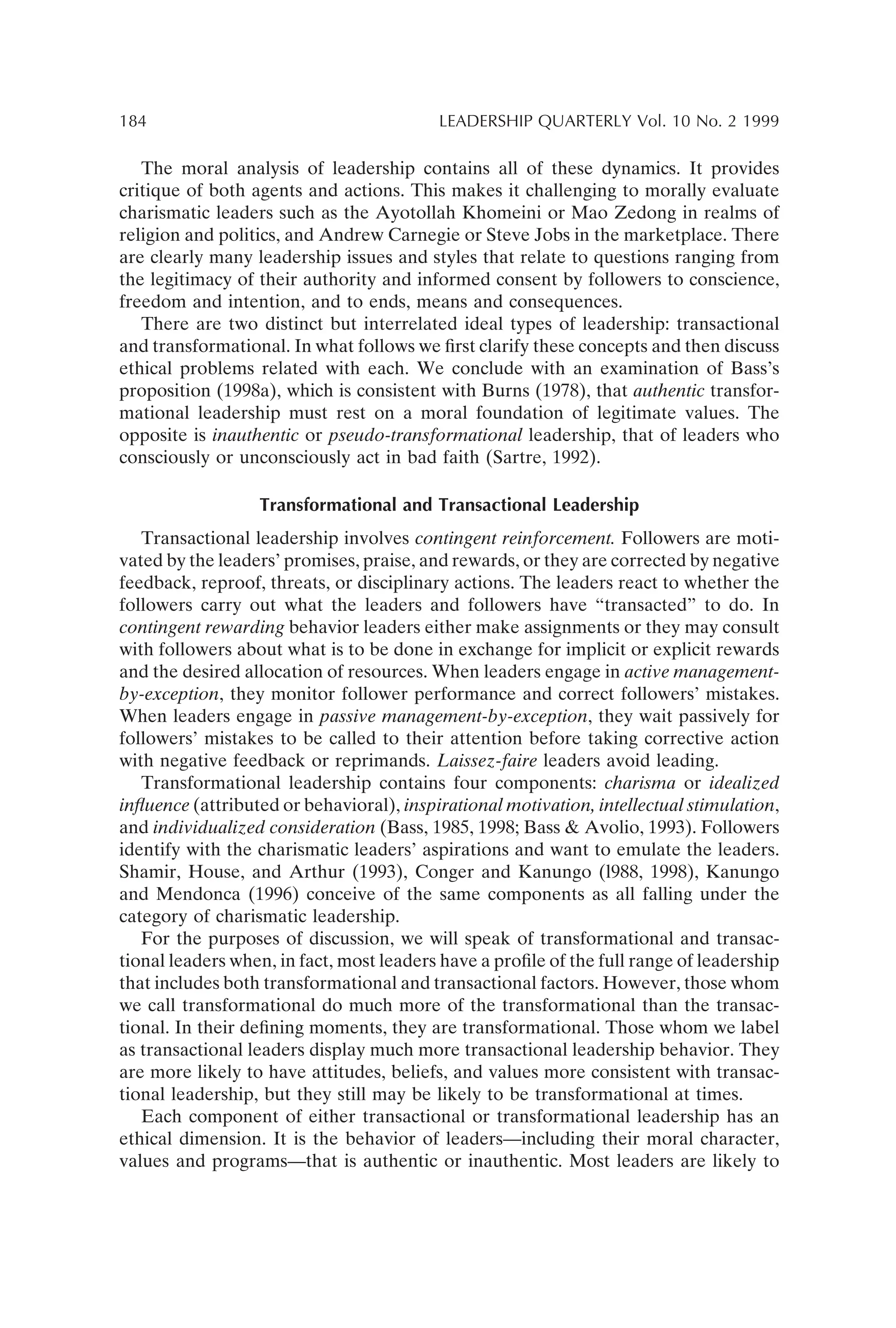 ETHICS, CHARACTER, AND AUTHENTIC TRANSFORMATIONAL LEADERSHIP BEHAVIOR.pdf | Executive Leadership ...