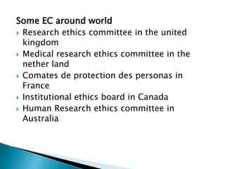 Information about Ethics committee | PPTX
