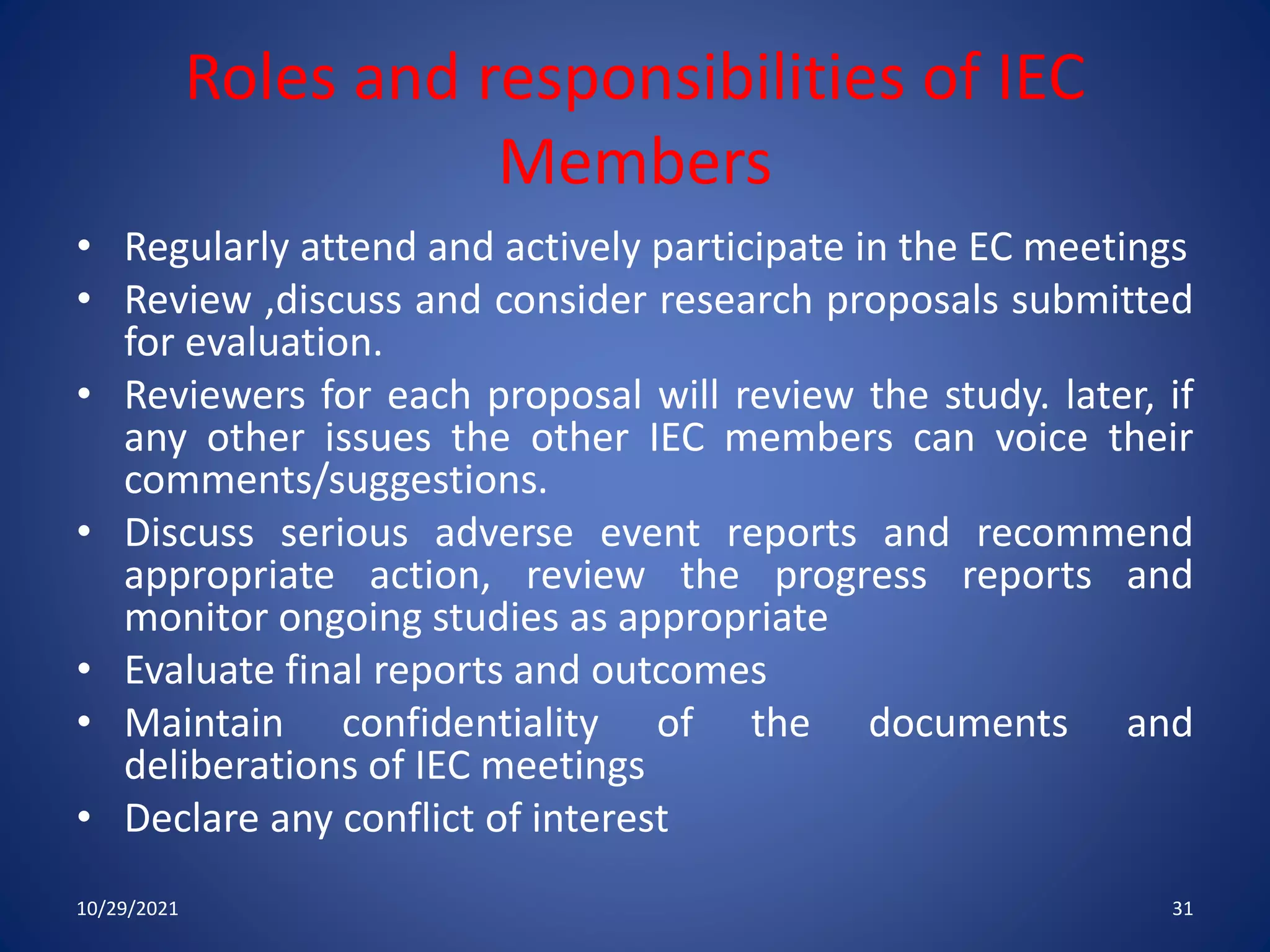 Ethics committee’s role and functioning committee formation | PPTX