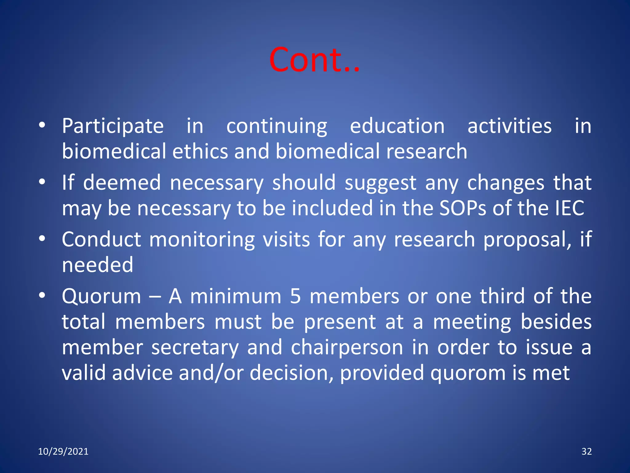 Ethics committee’s role and functioning committee formation | PPTX