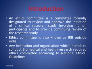 Ethics committee’s role and functioning committee formation | PPTX
