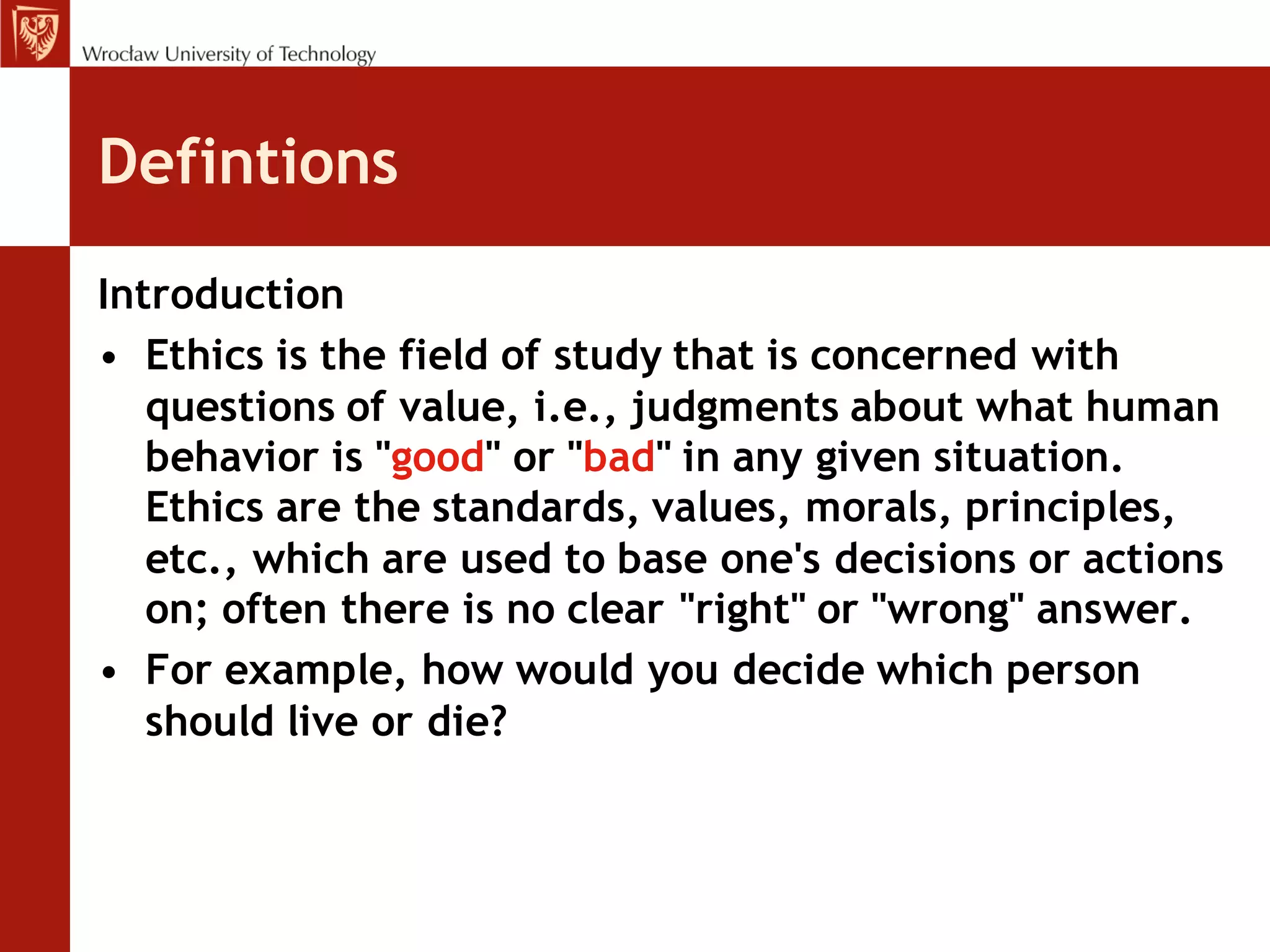 Ethics, definitions & theories | PDF