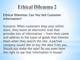 Ethics dilemmas in marketing- BMS | PPT