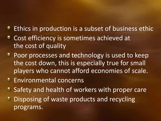 Ethics & environmental issues in operation | PPTX