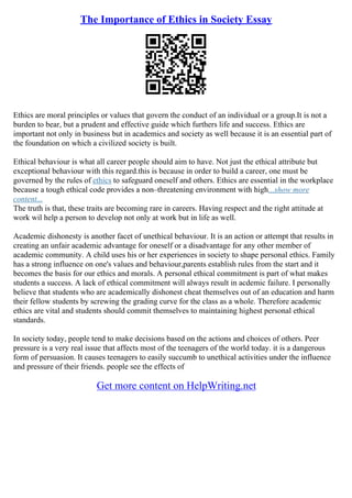 Ethics Essay | PDF
