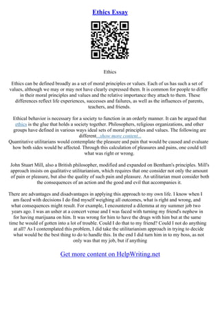 Ethics Essay | PDF