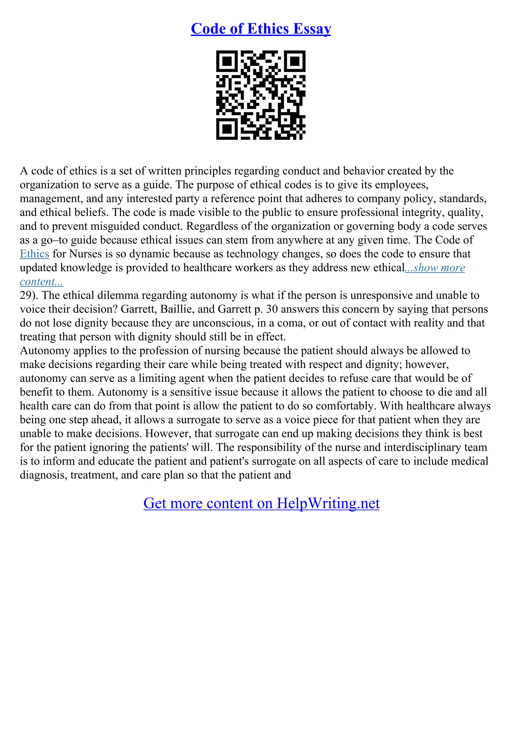 Ethics Essay Examples | PDF