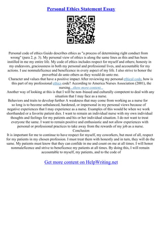 Ethics Essay Examples | PDF
