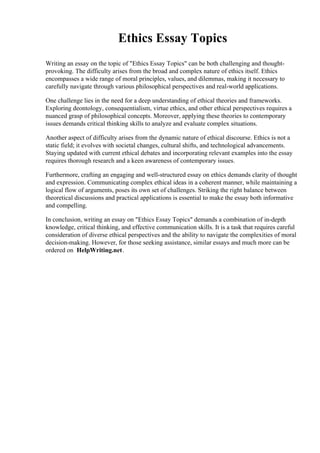 Ethics Essay Topics | PDF