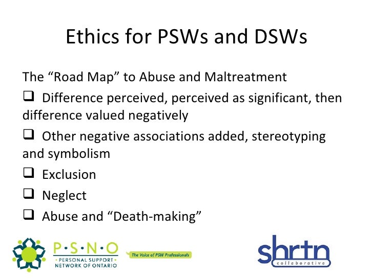 Ethics For DSWs And PSWs